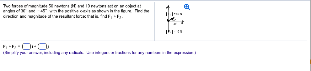 Solved Two Forces Of Magnitude 50 Newtons N And 10 Newtons