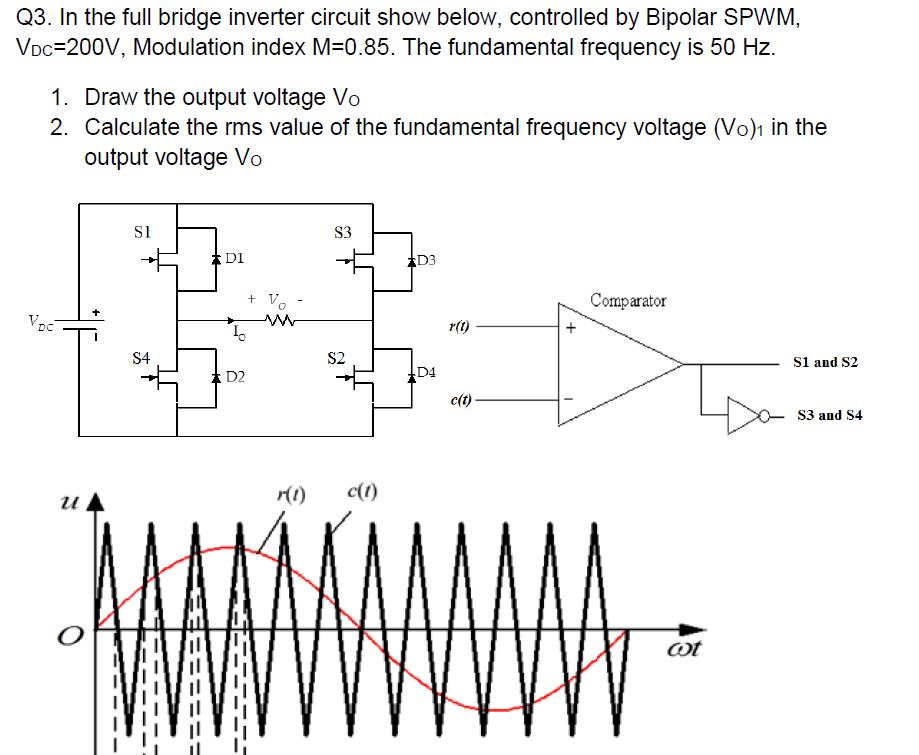 Solved In the full bridge inverter circuit show below, | Chegg.com