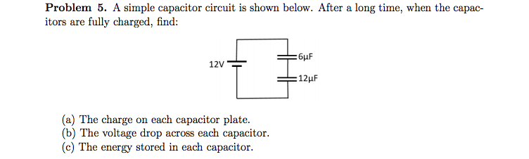 Solved A simple capacitor circuit is shown below. After a | Chegg.com