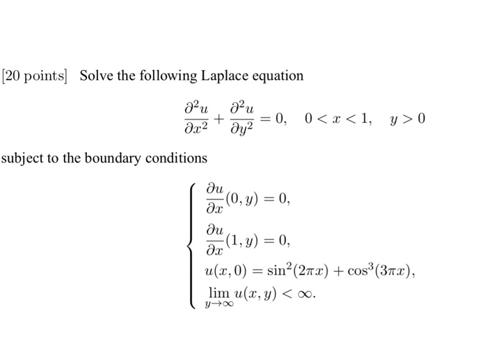 Solved Solve the following Laplace equation mu/ x^2 + mu/ | Chegg.com