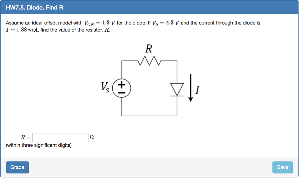 Solved HW7.8. Diode, Find R Assume an ideal-offset model | Chegg.com