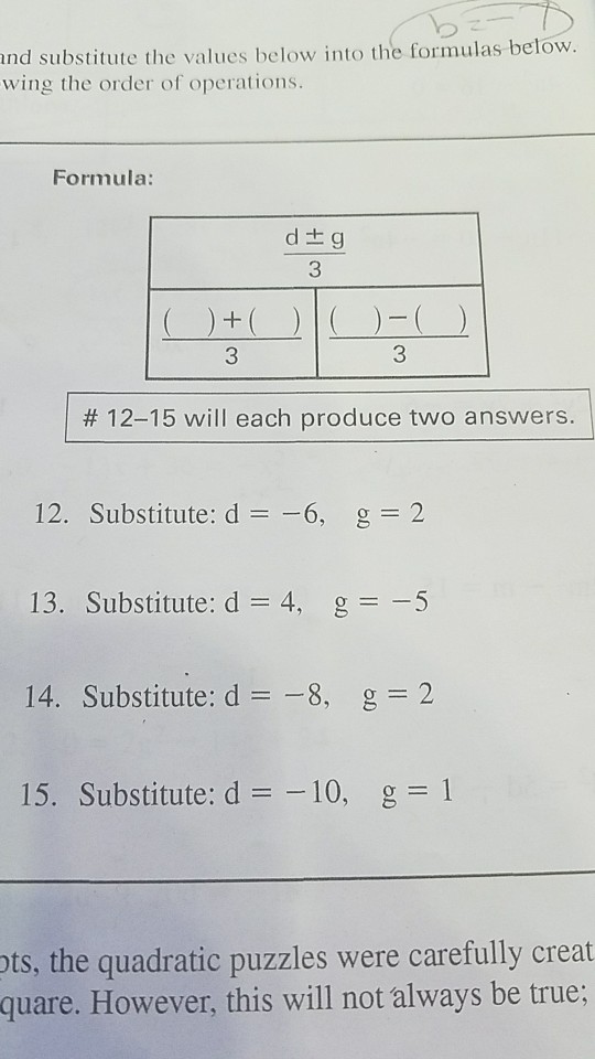 Solved and substitute the values below into the formulas | Chegg.com