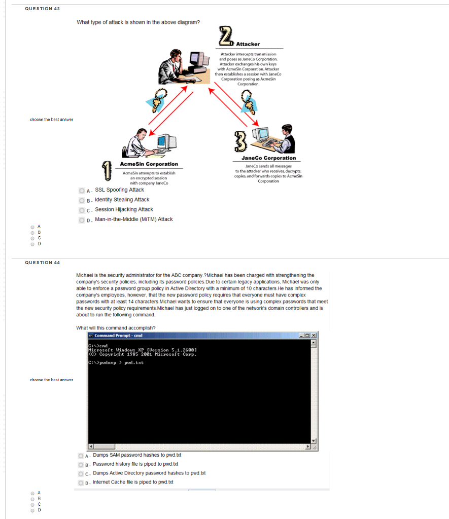 Solved QUESTION 43 What type of attack is shown in the above | Chegg.com