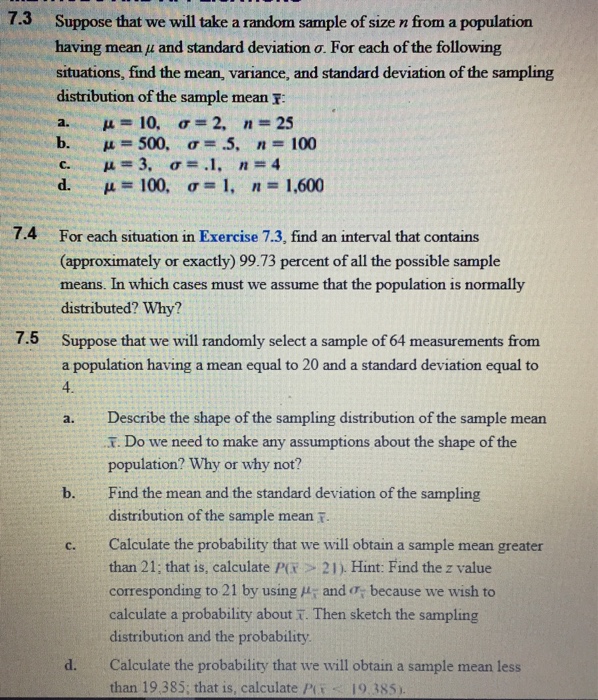 Solved Suppose that we will take a random sample of size n | Chegg.com