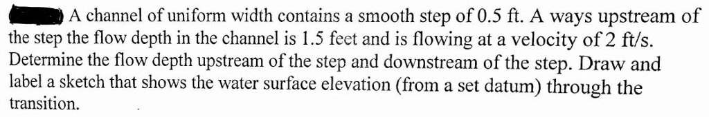 Solved A channel of uniform width contains a smooth step of | Chegg.com