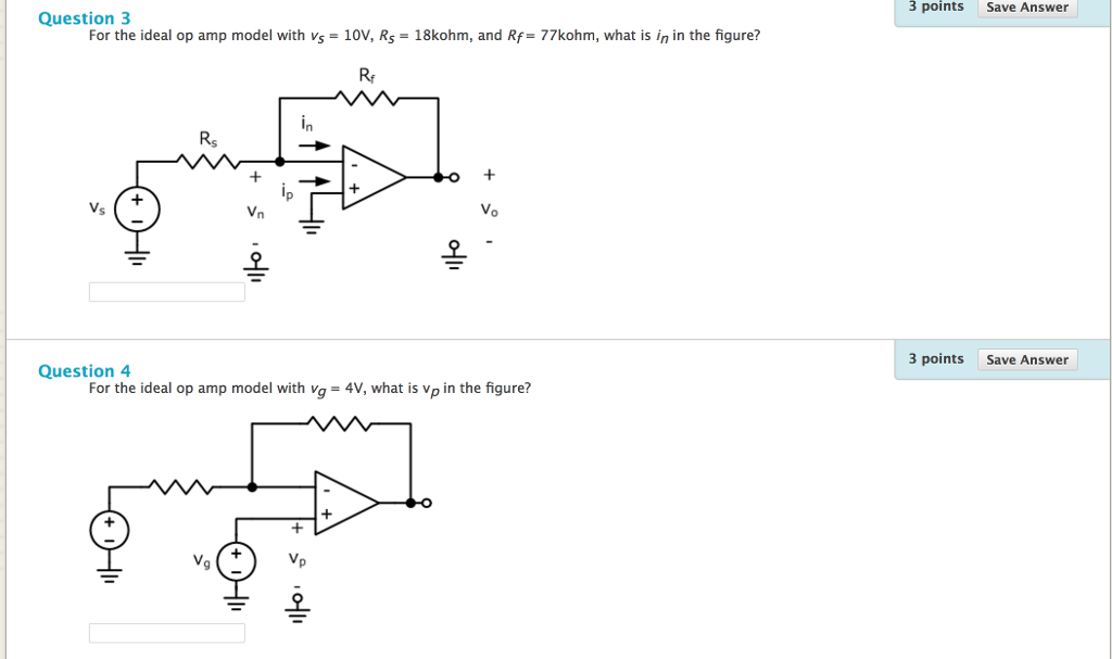 Solved For the ideal op amp model with v_s = 10V, R_s = 18k | Chegg.com