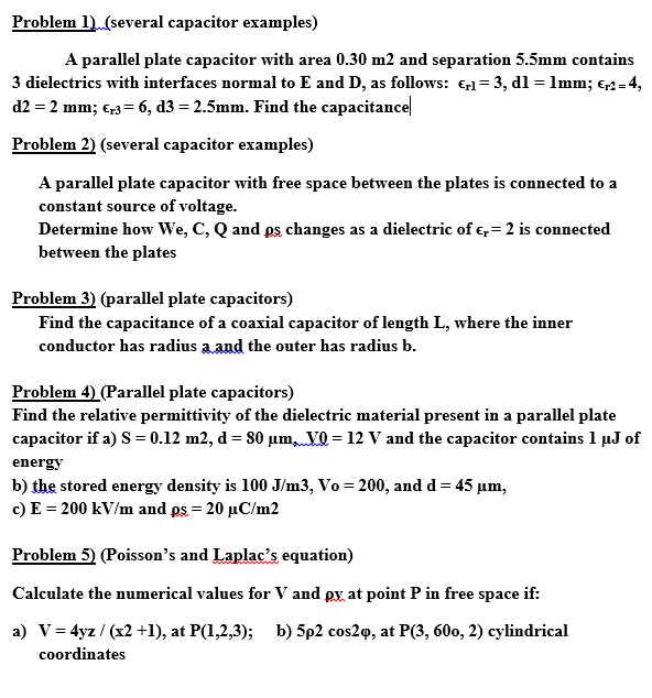 Solved A parallel plate capacitor with area 0.30 m2 and | Chegg.com