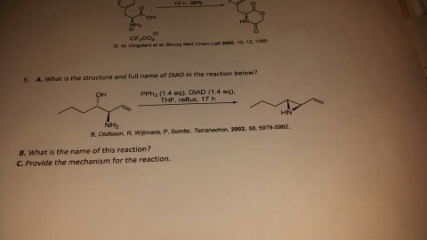 Solved A. What is the structure and full name of DIAD in the | Chegg.com