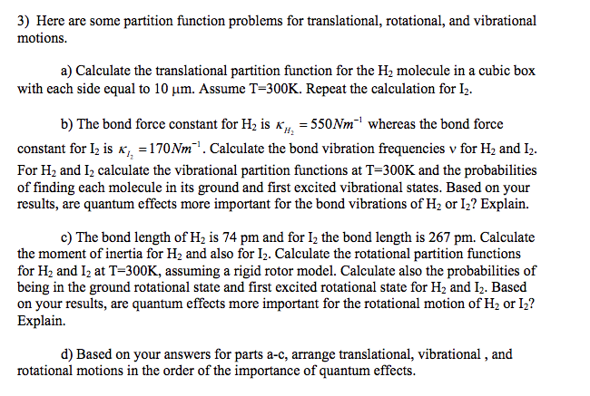 Solved 3 Here Are Some Partition Function Problems For 6422