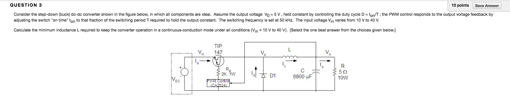 Solved Consider the step-down (buck) dc-dc converter shown | Chegg.com