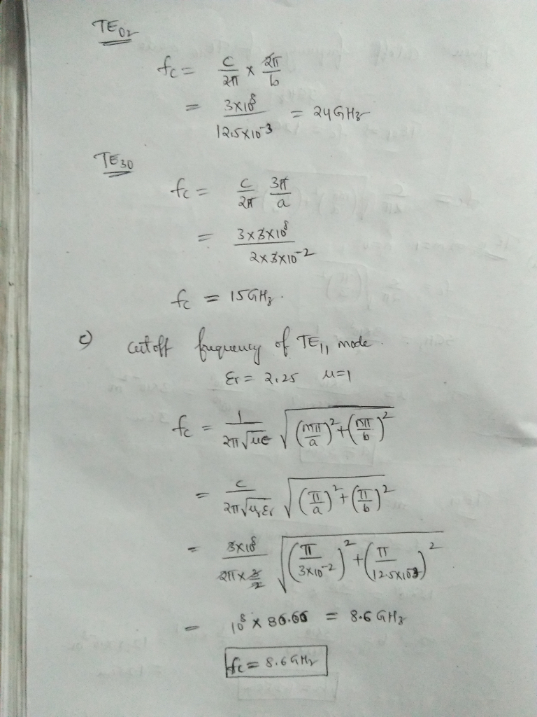 (Solved) - In an air-filled rectangular waveguide, the cutoff frequency ...
