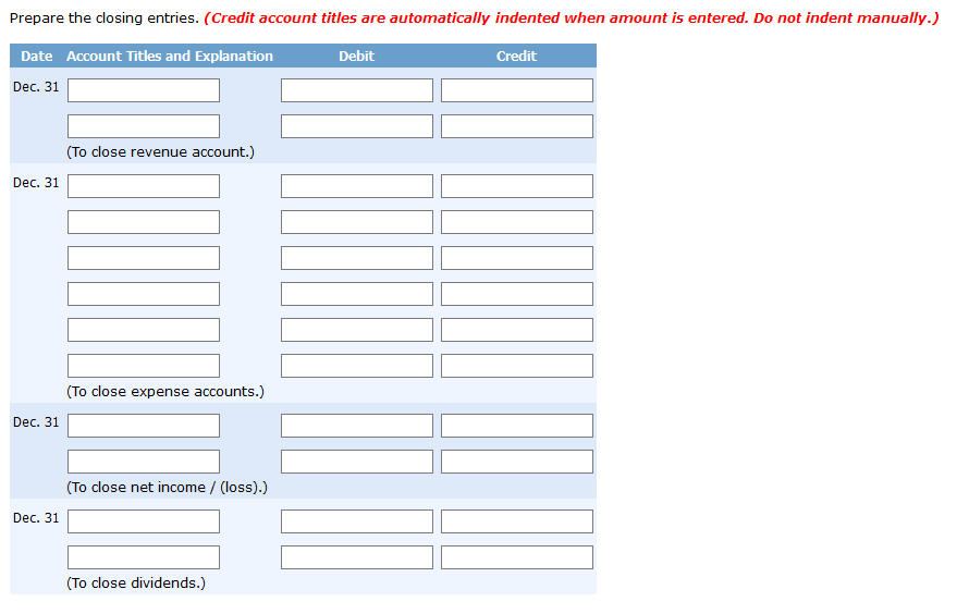 Solved Problem 4-3A The completed financial statement | Chegg.com