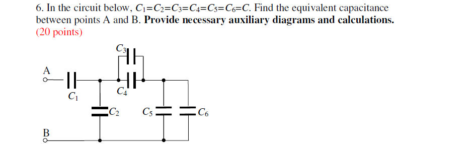 Solved 6. In the circuit below, C1 C2 C3 C4 C5 Co C. Find | Chegg.com