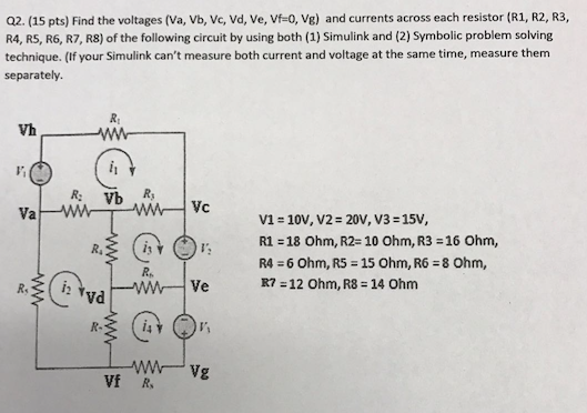 Solved Find the voltages (Va, Vb, Vc, Vd, Ve, Vf = 0, Vg) | Chegg.com