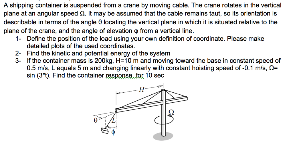 Solved A shipping container is suspended from a crane by | Chegg.com