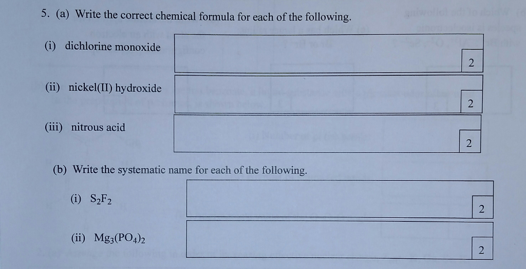 Solved Write the correct chemical formula for each of the | Chegg.com