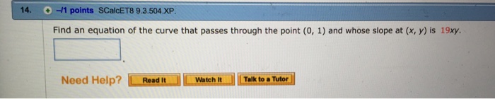 Solved 14 O -1 points scalcET8 9.3.504.XP Find an equation | Chegg.com Solved 14 O -1 points scalcET8 9.3.504.XP Find an equation | Chegg.com