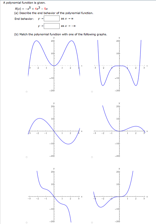 Solved A polynomial function is given. R(x)4x3 -9x (a) | Chegg.com
