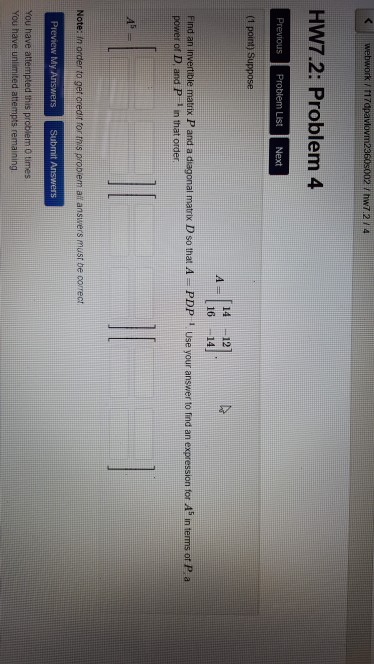 Solved く webwork t170pa / hw7.2 4 HW7.2: Problem 4 | Chegg.com