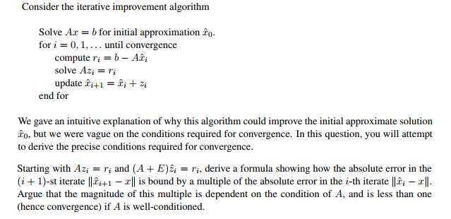 Consider the iterative improvement algorithm Solve Az | Chegg.com