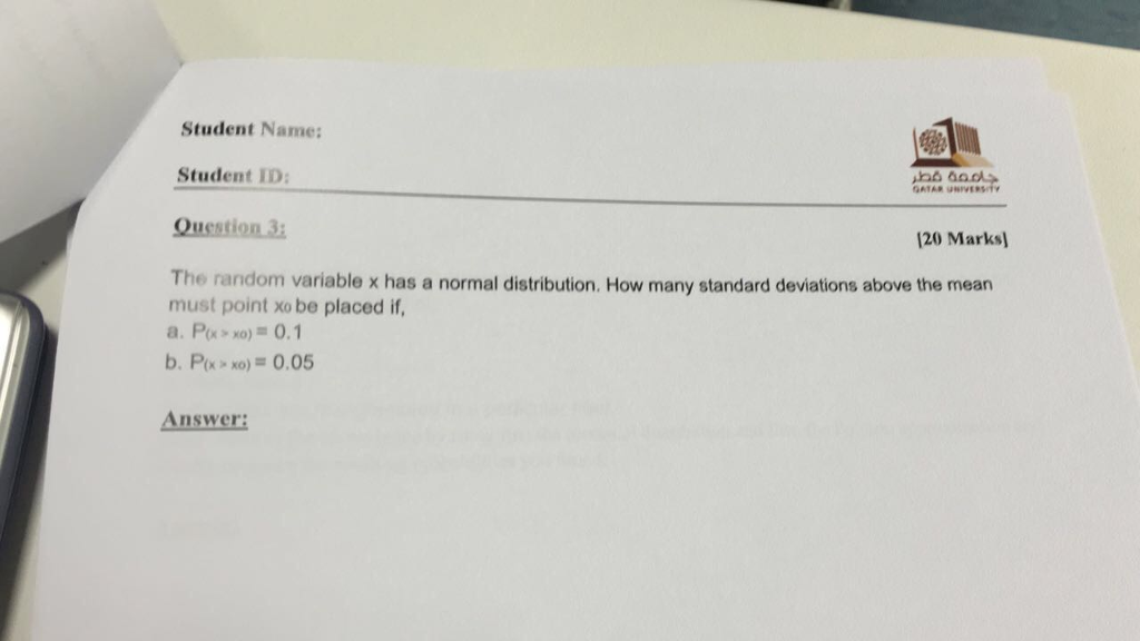 Solved The random variable x has normal distribution. How | Chegg.com