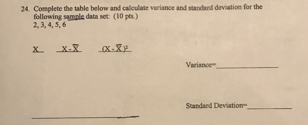 Solved Complete the table below and calculate variance and | Chegg.com