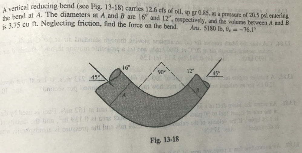 Solved A vertical reducing bend (see Fig. 13-18) carries | Chegg.com