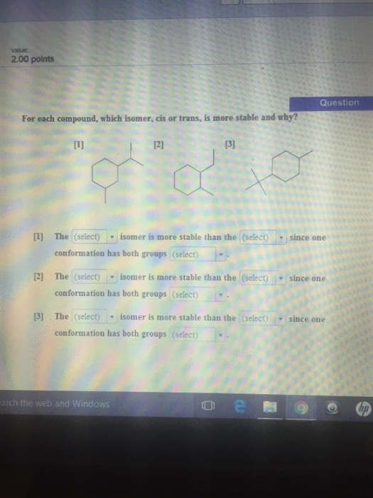 For each compound, which isomer, cis or trans, is | Chegg.com