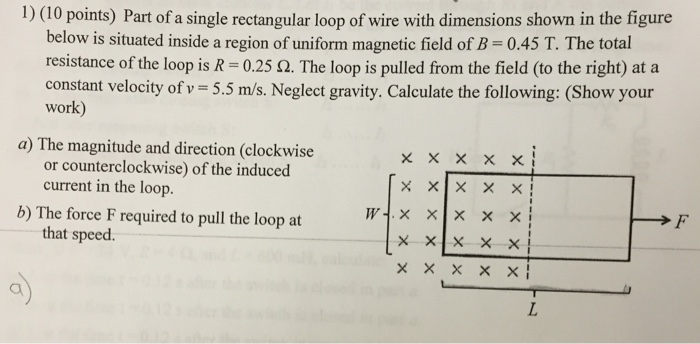 Solved Part of a single rectangular loop of wire with | Chegg.com