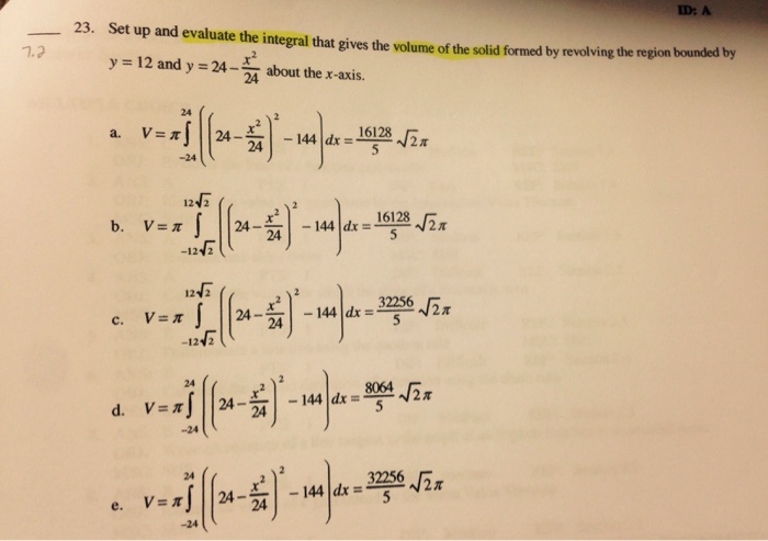 Solved Calculate the volume using the Washer Method of the | Chegg.com
