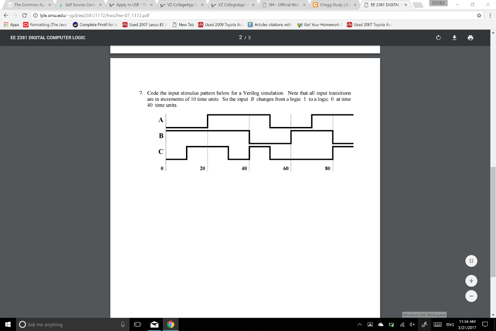 Solved Code the input stimulus pattern below for a Verilog | Chegg.com