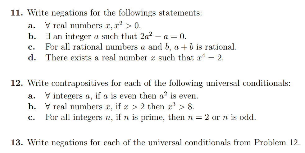 Solved 11 Write Negations For The Followings Statements A 6246