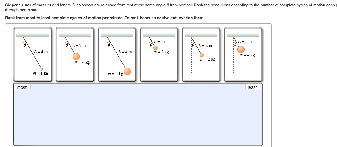 Solved Six pendulums of mass m and length L as shown are | Chegg.com