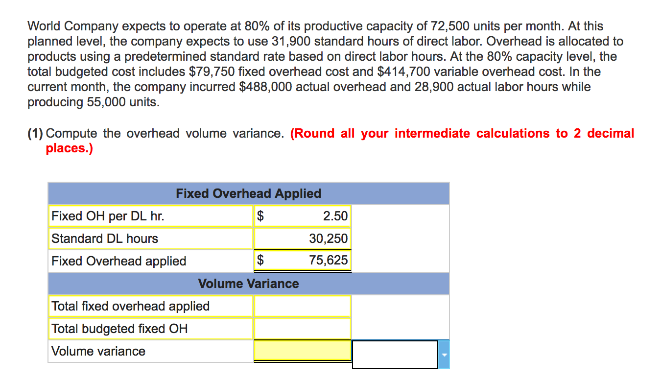 Solved World Company expects to operate at 80% of its | Chegg.com