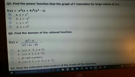 Solved Find the power function that the graph of f resembles | Chegg.com
