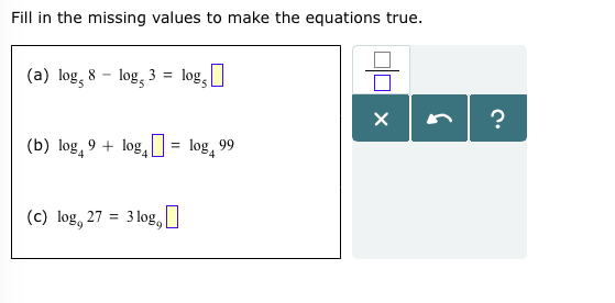 Solved Fill in the missing values to make the equations | Chegg.com