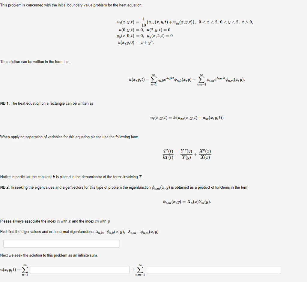 Solved This problem is concerned with the initial boundary | Chegg.com