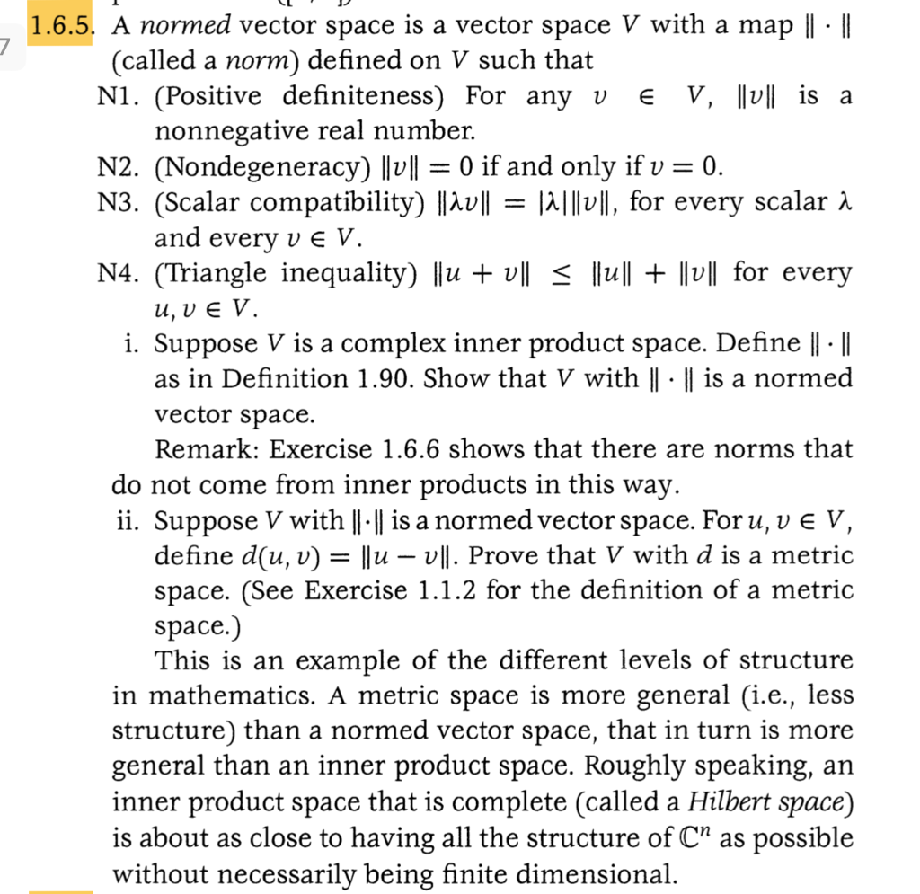 Solved 16.5. A normed vector space is a vector space V with | Chegg.com