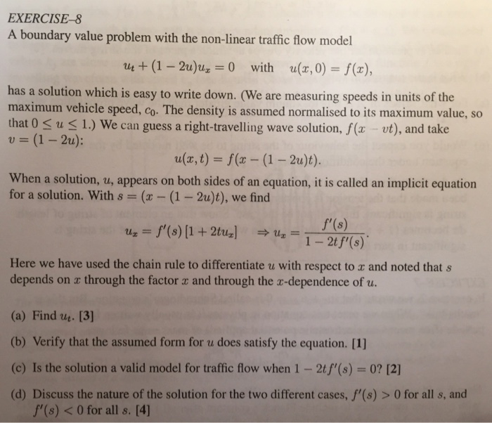 Solved A boundary value problem with the non-linear traffic | Chegg.com