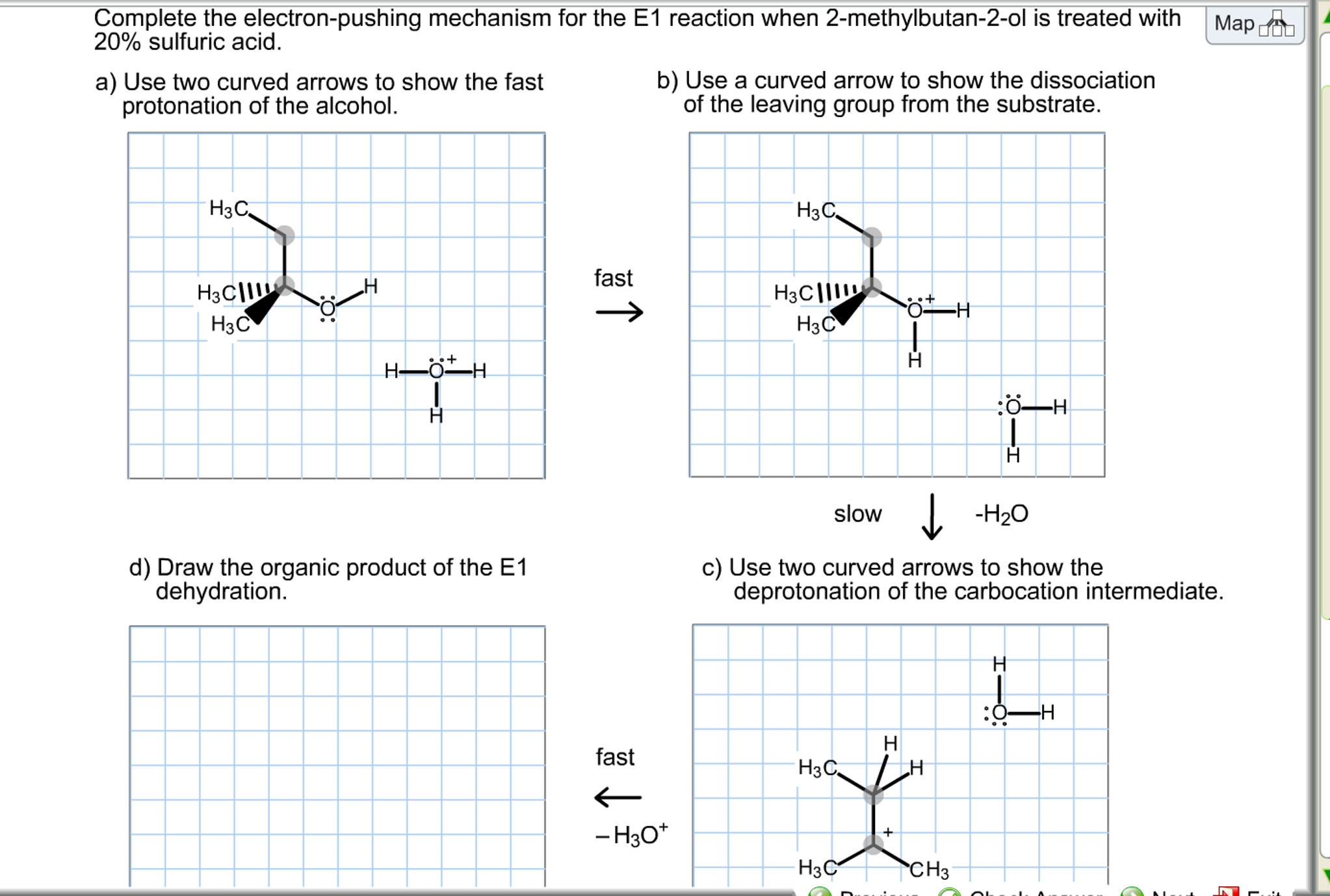 Complete the electron-pushing mechanism for the E1 | Chegg.com