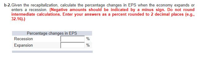 Solved b-2.Given the recapitalization, calculate the | Chegg.com