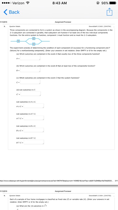 Three components are connected to form a system as | Chegg.com