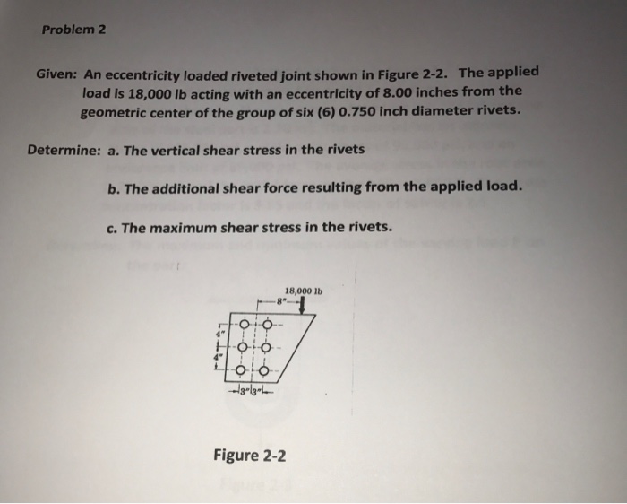 Solved Given: An eccentricity loaded riveted joint shown in | Chegg.com