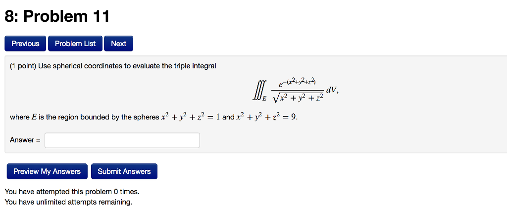 Solved 8: Problem 11 Previous Problem List Next (1 point) | Chegg.com