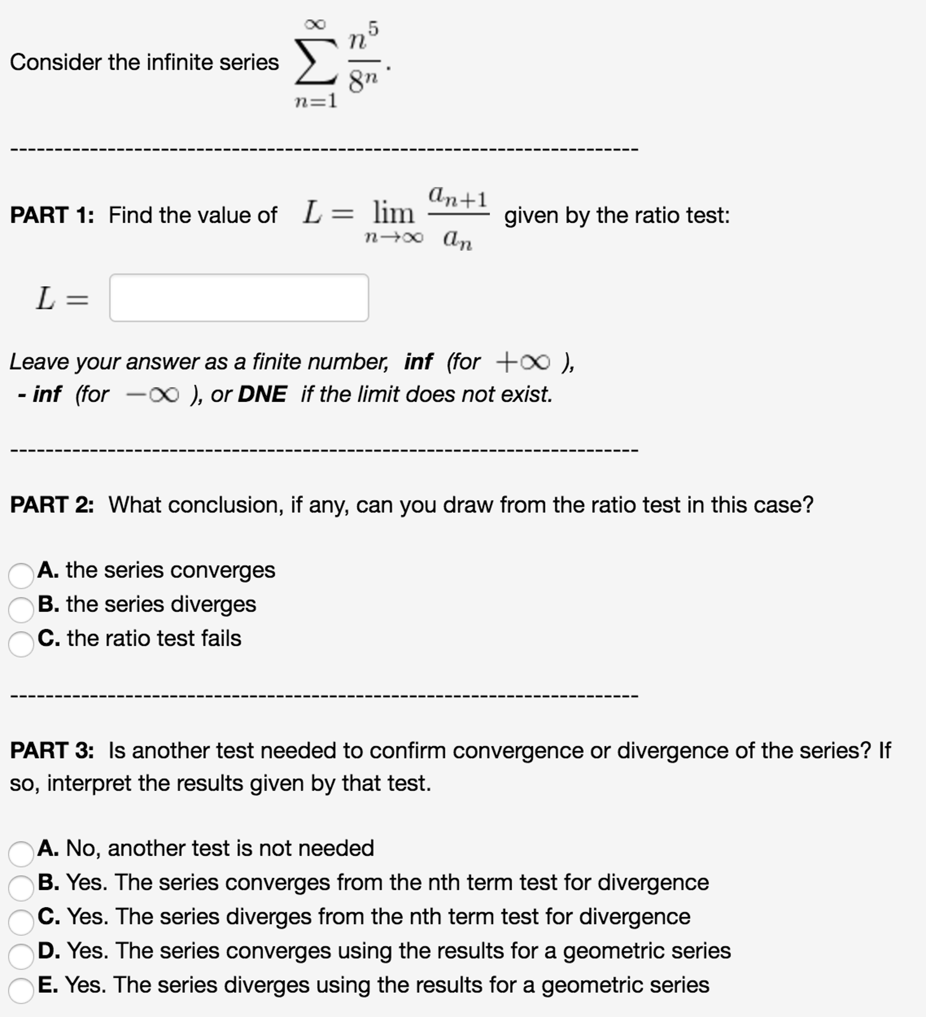 Solved Consider the infinite series sigma-n = 1^infinity | Chegg.com