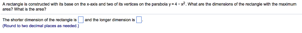 Solved A rectangle is constructed with its base on the | Chegg.com
