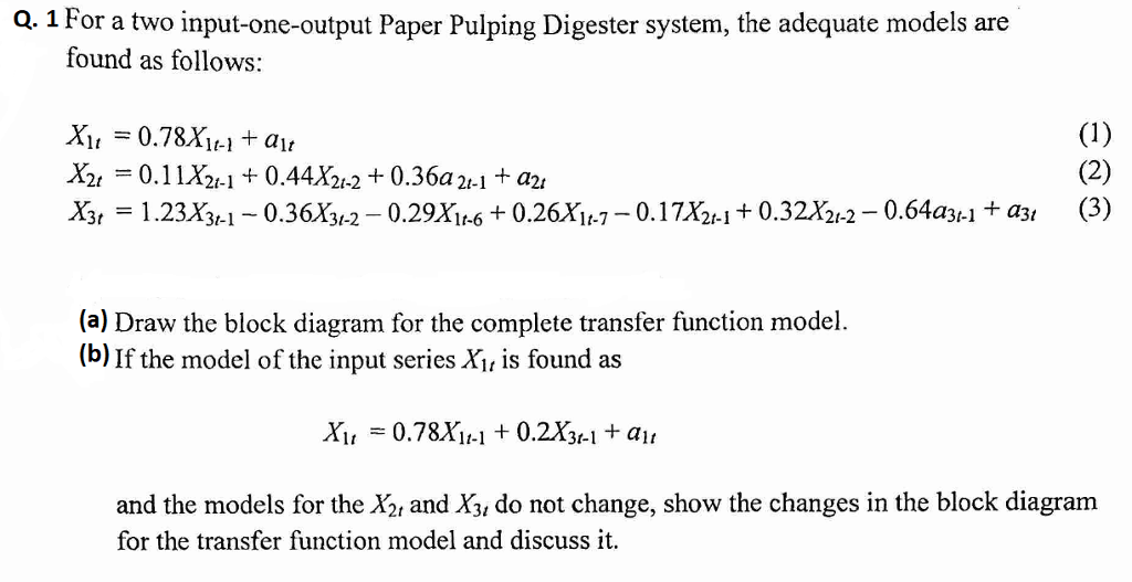 Q. 1 For a two input-one-output Paper Pulping | Chegg.com