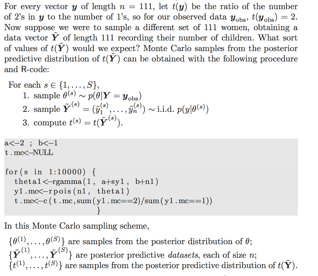 4.3 Posterior predictive checks: Let's investigate | Chegg.com