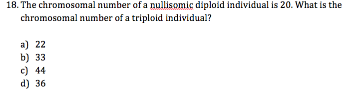 Solved The chromosomal number of a nullisomic diploid | Chegg.com