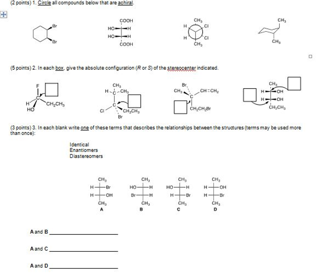 Solved (2 points) 1. Circle all compounds below that are | Chegg.com